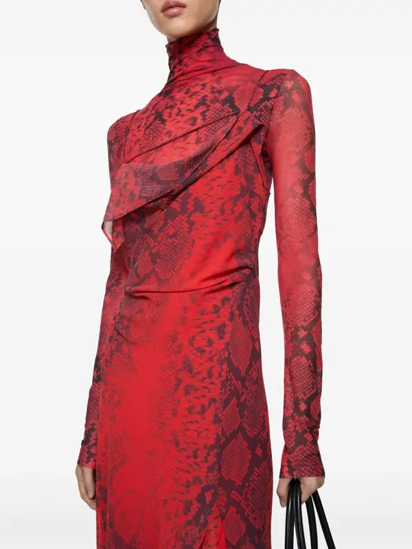 Acne Studios Snakeskin-Print Dress In Red - 40% Off | Editorialist