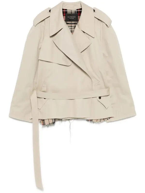 Balenciaga Cropped Trench Coat - Neutrals