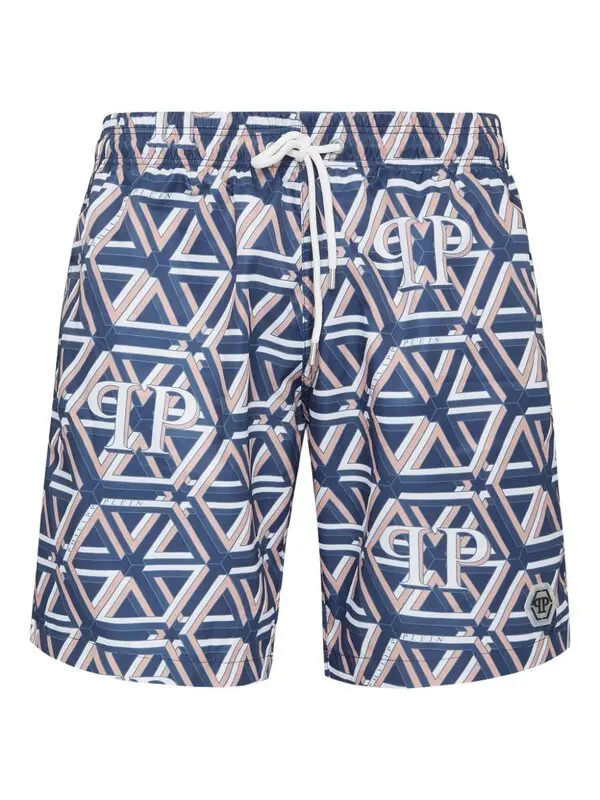 Philipp Plein Monogram Boxer Swim Shorts - Blue