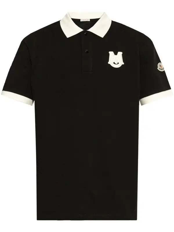 Moncler Logo-patch Polo Shirt - Black