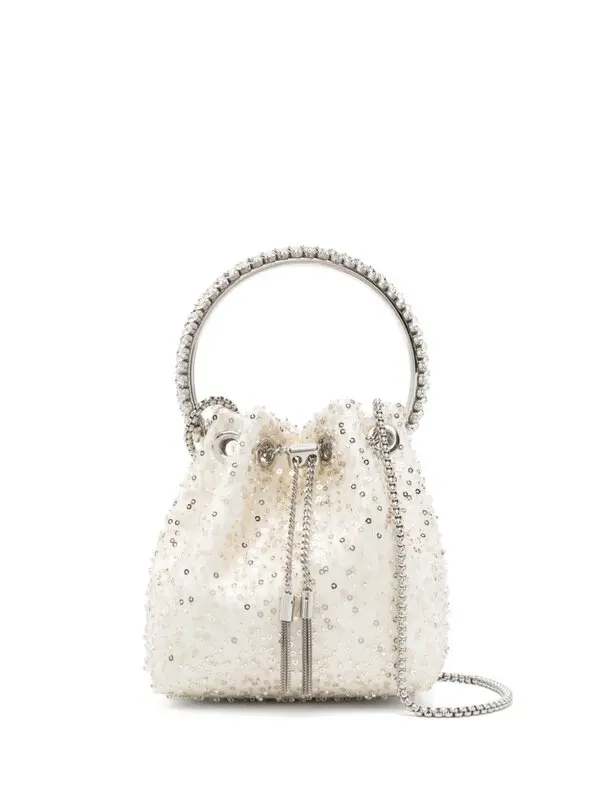 JIMMY CHOO Bon Bon Bucket Bag - White