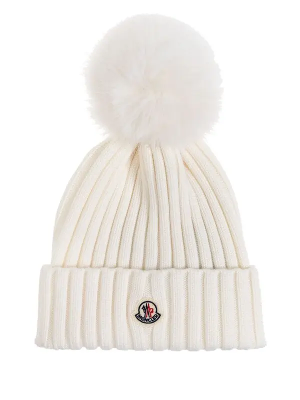 Moncler Pompom Beanie - White