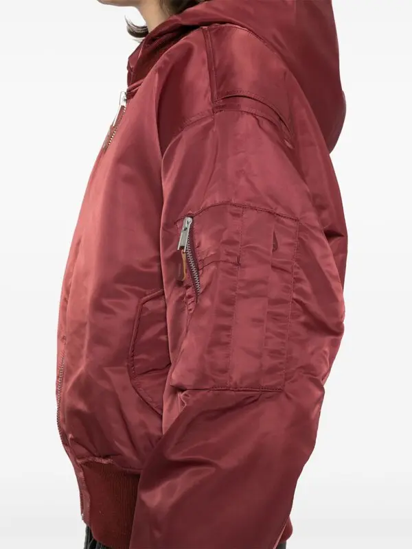 ENTIRE STUDIOS Hooded Broad Bomber Jacket - Red | Editorialist