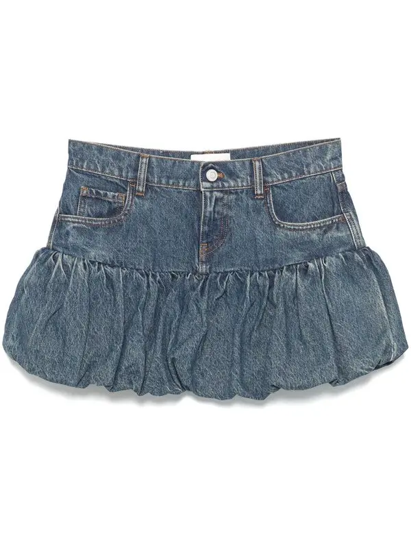 Coperni Gathered-hem Denim Mini Skirt