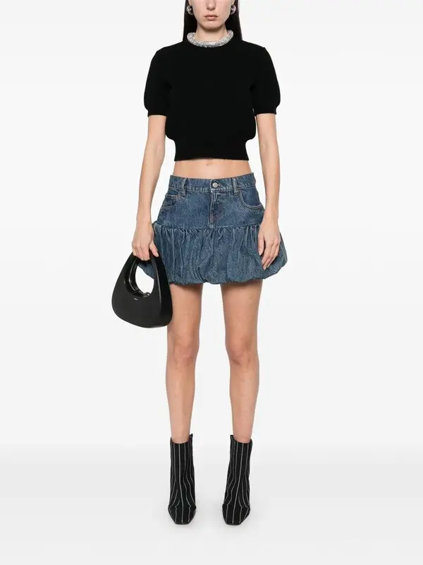 Coperni Gathered-hem Denim Mini Skirt