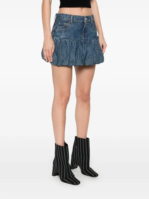 Coperni Gathered-hem Denim Mini Skirt