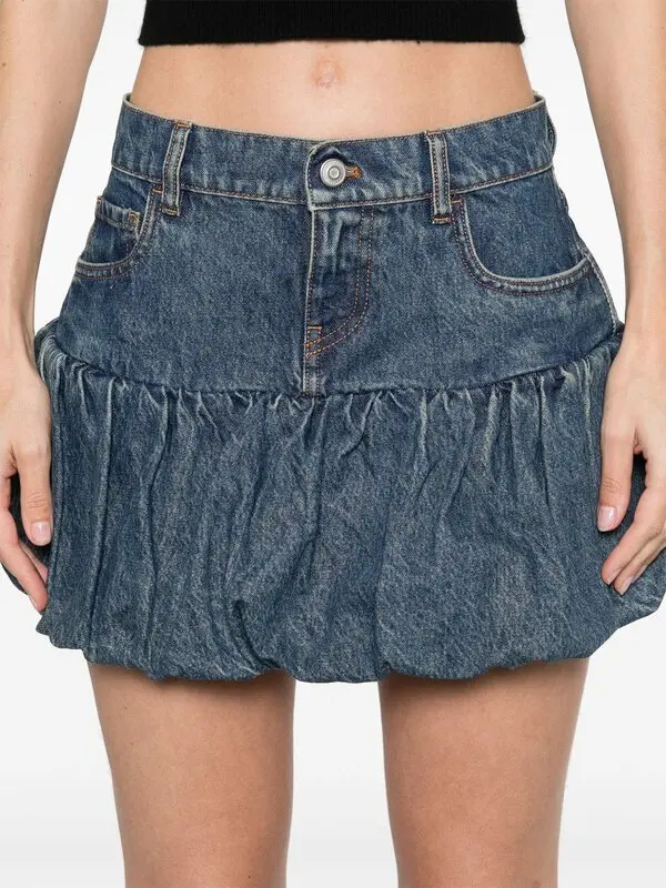 Coperni Gathered-hem Denim Mini Skirt