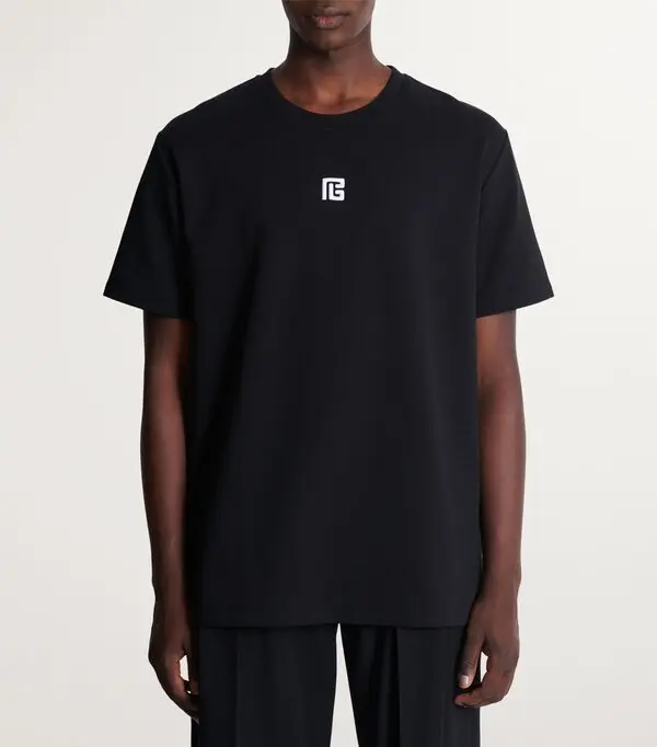 Balmain Logo-Embroidered T-Shirt Black Editorialist