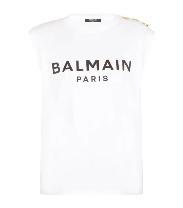 Balmain Logo Tank Top - White
