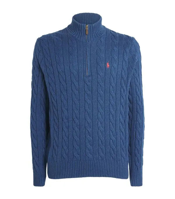 Polo Ralph Lauren Cable-knit Quarter-zip Sweater - Navy