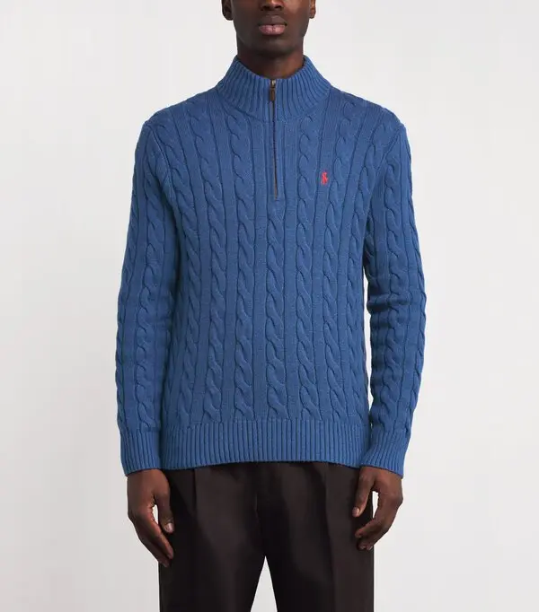 Polo Ralph Lauren Cable-knit Quarter-zip Sweater - Navy
