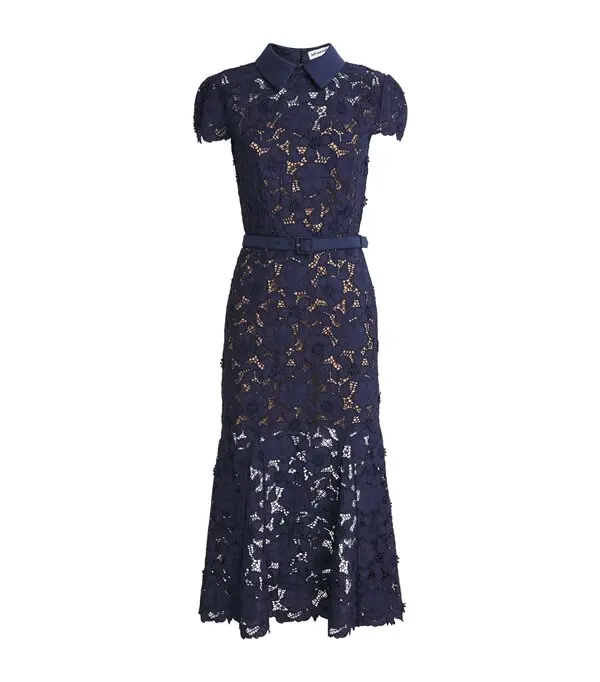 SELF-PORTRAIT Lace Collared Midi Dress