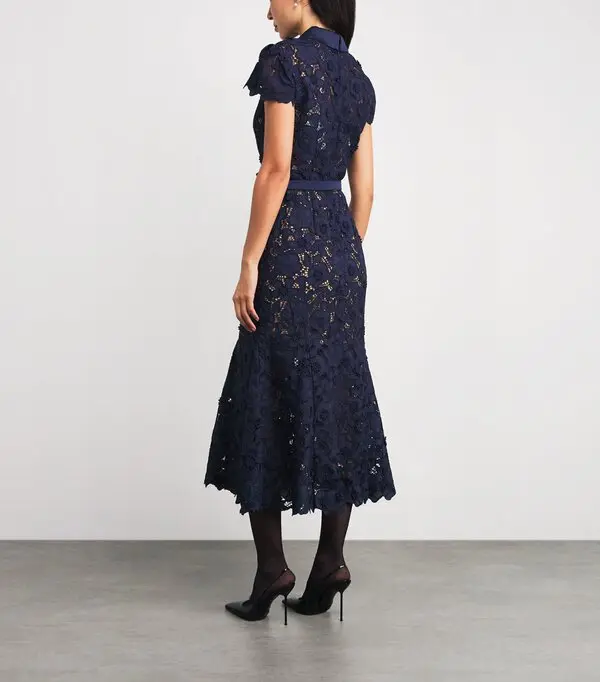 SELF-PORTRAIT Lace Collared Midi Dress