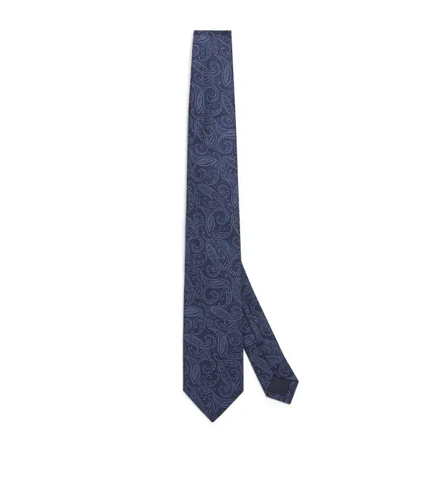 Corneliani Silk Paisley Neck Tie - Blue