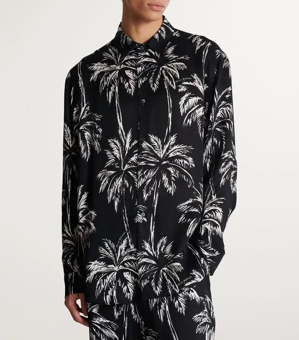 Balmain Satin Palm Tree Print Shirt
