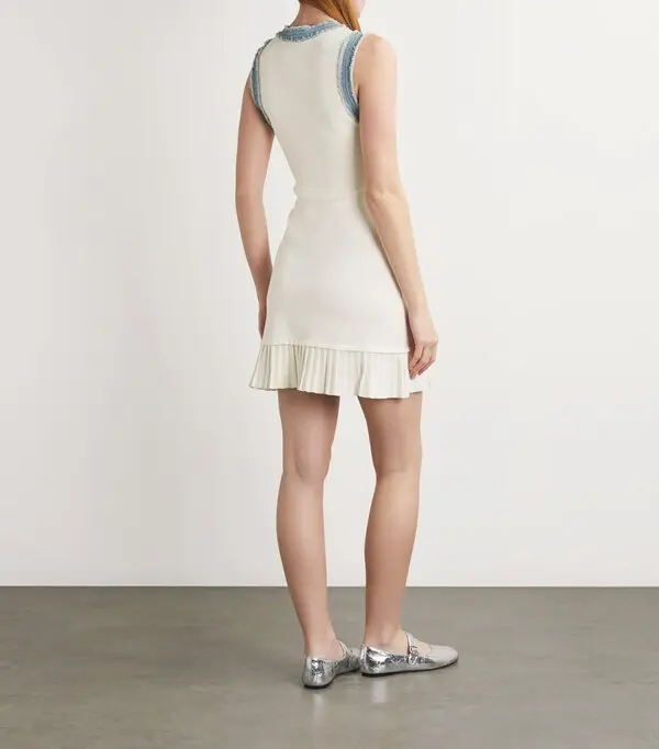 sandro denim trim dress Sandro Denim-Trimmed Mini Dress - Beige