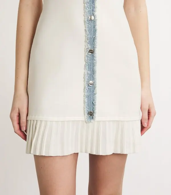 Sandro Denim-Trimmed Mini Dress - Beige | Editorialist