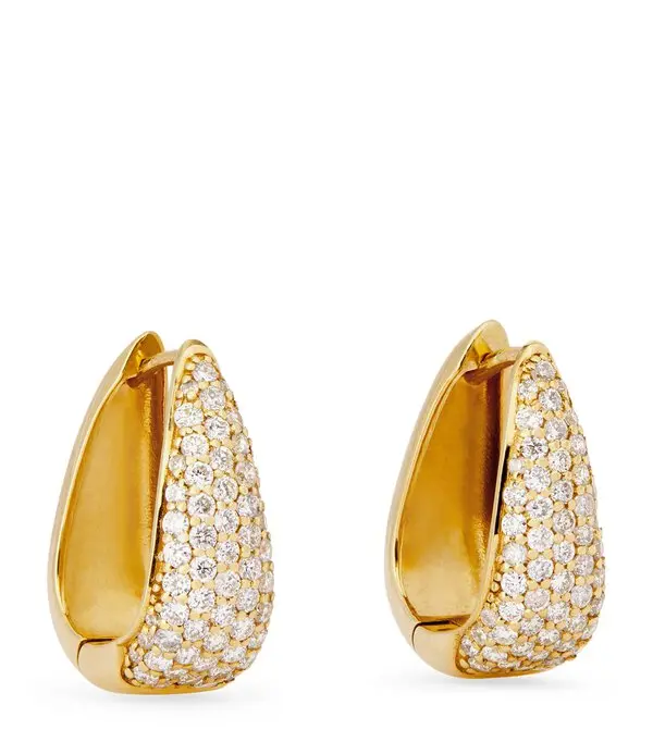 JENNIFER MEYER Mini Edith Elongated Teardrop Huggie Earrings - Gold