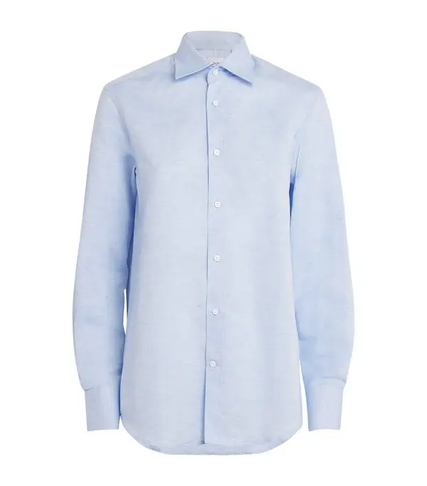 WITH NOTHING UNDERNEATH The Boyfriend Shirt Linen-cotton Weave By