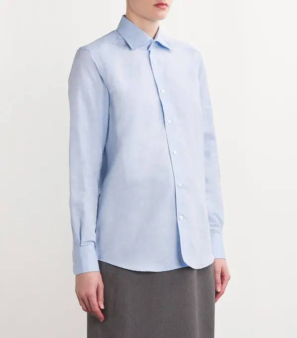 WITH NOTHING UNDERNEATH The Boyfriend Shirt Linen-cotton Weave By