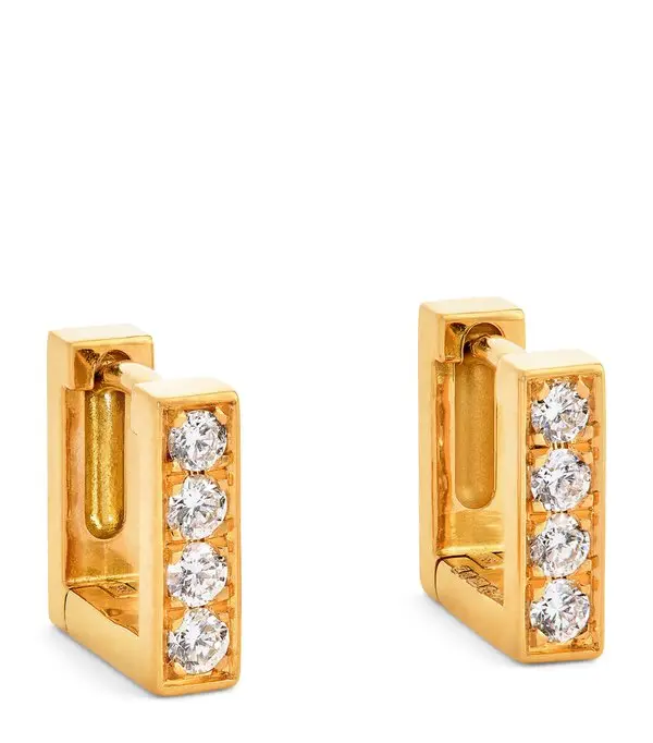 AZLEE Mosaic Diamond Hoop Earrings - Gold