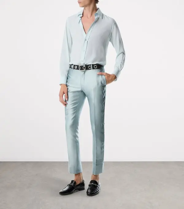 TOM FORD Silk Slim Shirt - Blue