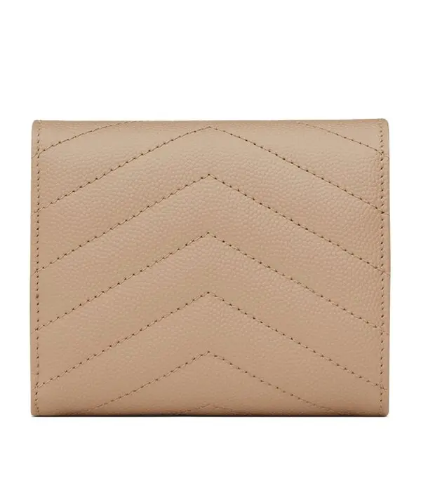 Saint Laurent Small Monogram Matelassé Envelope Wallet - Beige