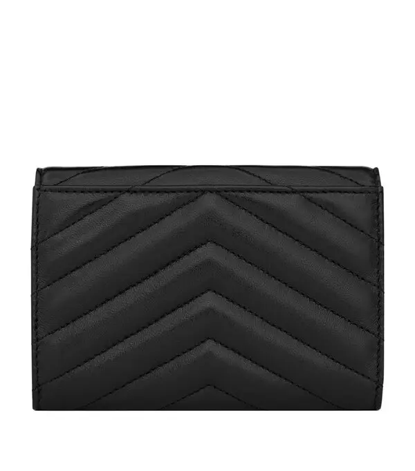 Saint Laurent Small Monogram Matelassé Envelope Wallet - Black