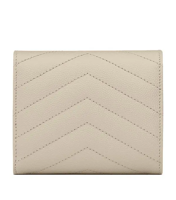 Saint Laurent Small Monogram Matelassé Envelope Wallet - White