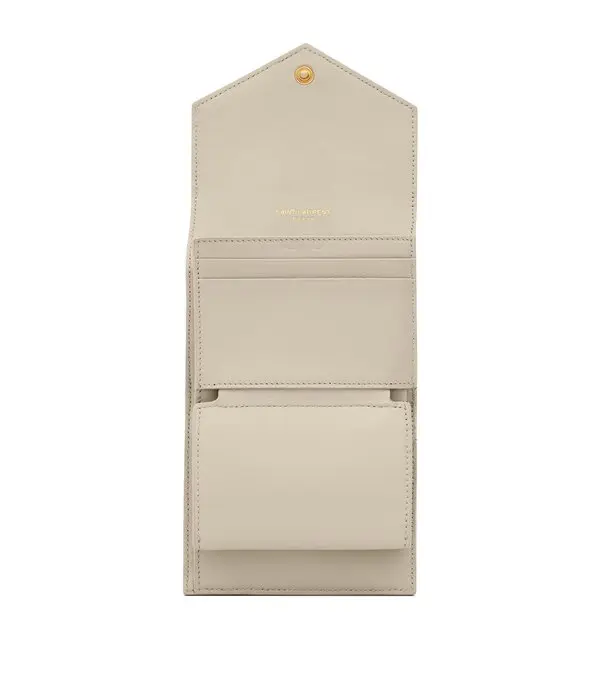 Saint Laurent Small Monogram Matelassé Envelope Wallet - White
