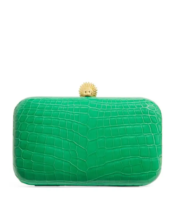 ETHAN K Crocodile Leather Clutch - Green