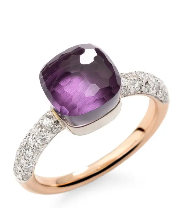 Pomellato Rose Gold, Diamond And Amethyst Nudo Petit Ring - Purple