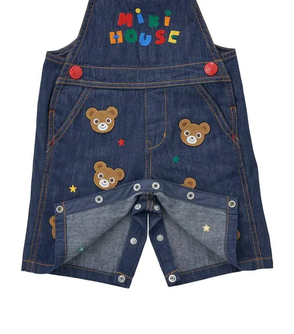 MIKI HOUSE Embroidered Bear Dungarees