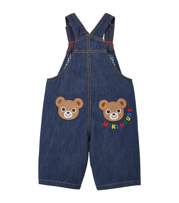 MIKI HOUSE Embroidered Bear Dungarees