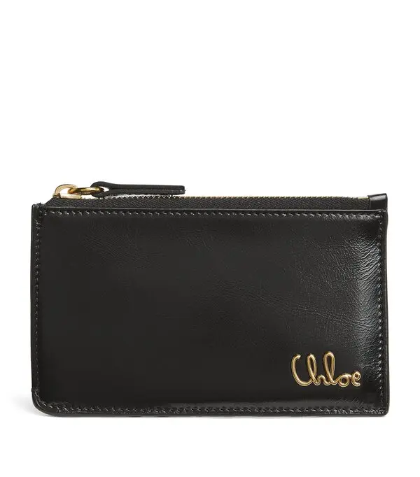 Chloé Small Calfskin Zipped Card Holder - Black