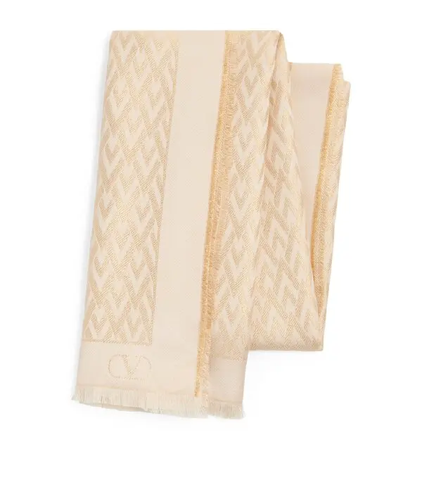 Valentino Garavani Silk-blend Monogram Stole - Ivory
