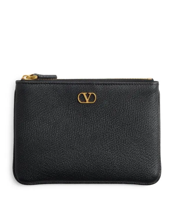 Valentino Garavani Leather Vlogo Signature Pouch - Black