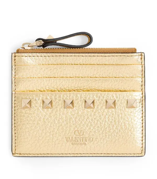 Valentino Garavani Leather Rockstud Coin Purse - Gold