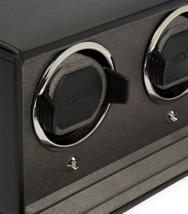Wolf Cub Double Watch Winder With Cover - Black