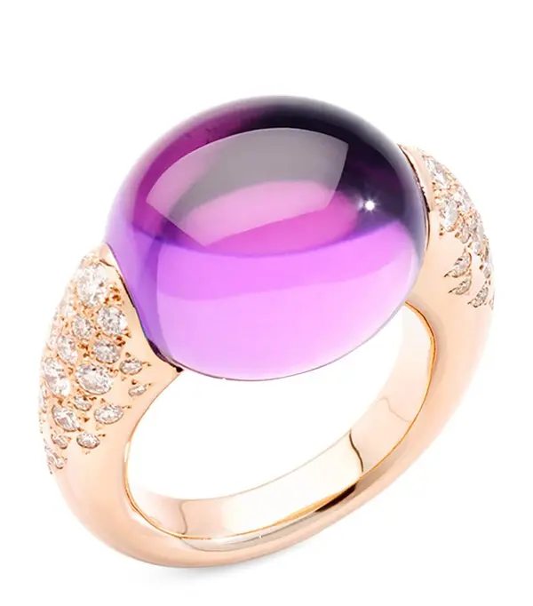 Pomellato Iconica Rose Gold, Diamond, And Amethyst Ring - Purple
