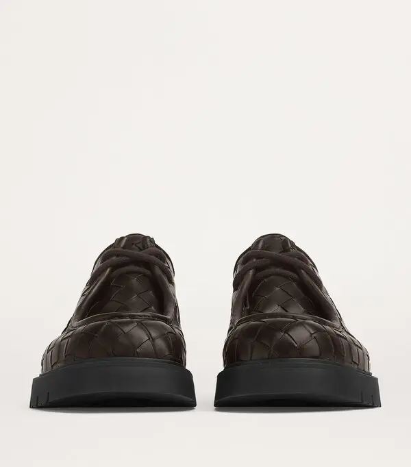 Bottega Veneta Leather Intrecciato Haddock Boat Shoes