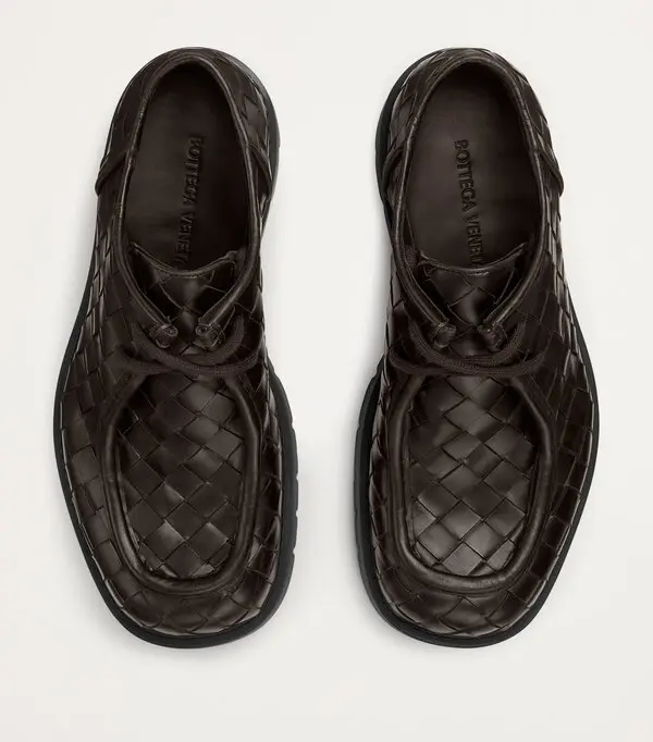 Bottega Veneta Leather Intrecciato Haddock Boat Shoes