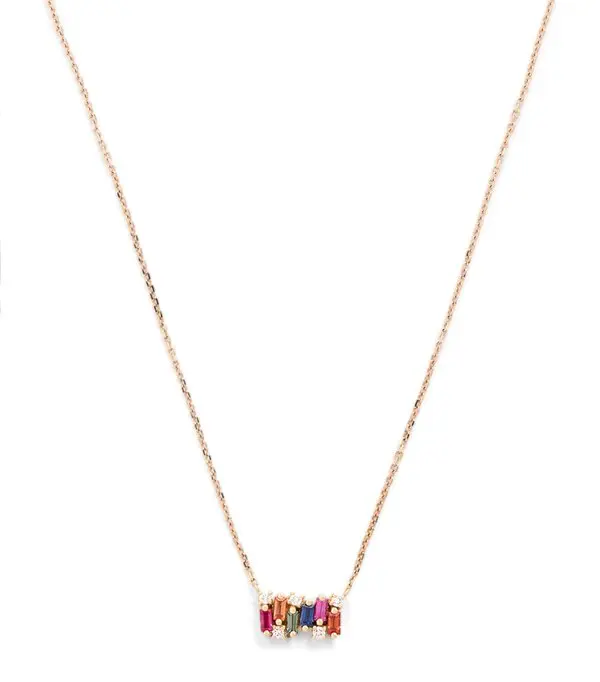 SUZANNE KALAN Diamond And Rainbow Sapphire Shimmer Pendant Necklace - Rose Gold