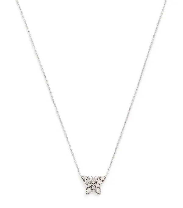 SUZANNE KALAN Mini Diamond Butterfly Necklace - White