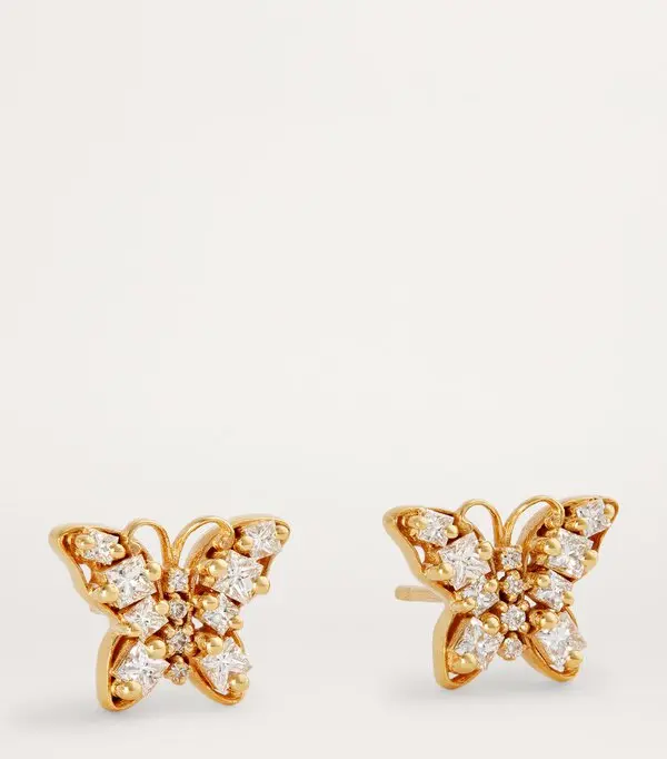 SUZANNE KALAN Yellow Diamond Mini Butterfly Stud Earrings - Gold
