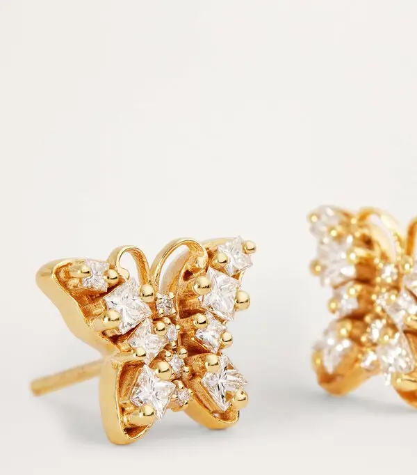 SUZANNE KALAN Yellow Diamond Mini Butterfly Stud Earrings - Gold
