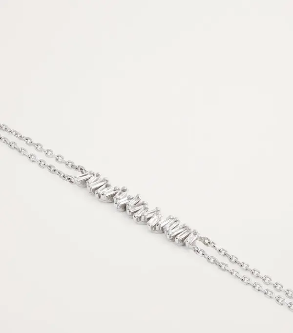 SUZANNE KALAN Gold And Diamond Bar Bracelet - White
