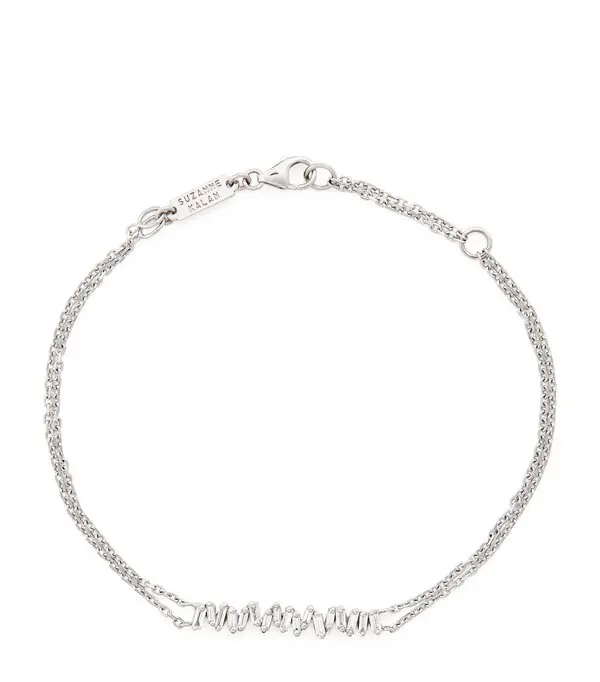 SUZANNE KALAN Gold And Diamond Bar Bracelet - White