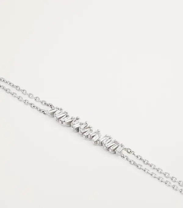 SUZANNE KALAN Gold And Diamond Bar Bracelet - White