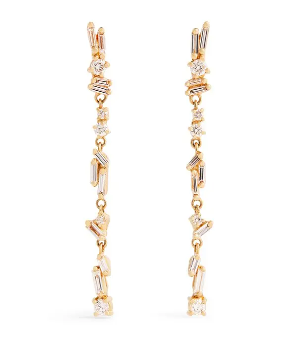 SUZANNE KALAN Yellow And Diamond Classic Firework Sparkler Drop Earrings - Gold